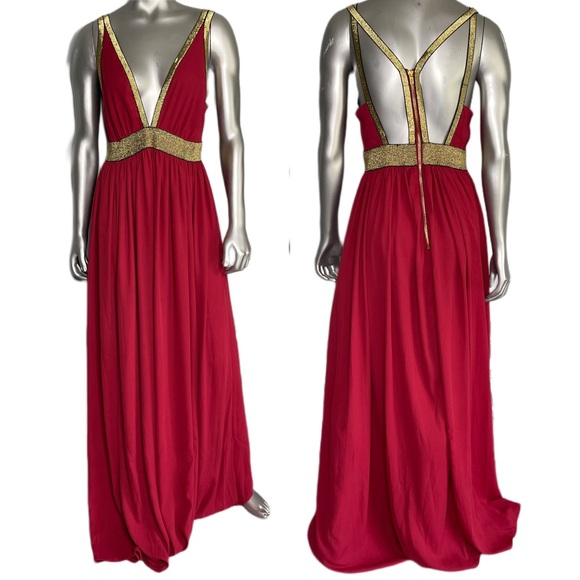 CQ by CQ | Dresses | Cq By Cq Burgundy Deep V Open Back Maxi Dress ...